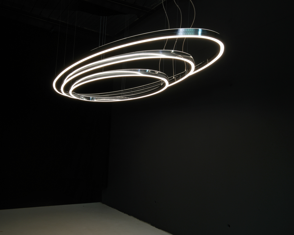 DOPPIO ELLIPSE DIRECT / INDIRECT 2200 mm by SATTLER - Elliptical ring pendant luminaire with ...